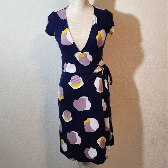 Boden | Dresses | Boden Wrap Dress Navy Blue White Yellow Gray | Poshmark